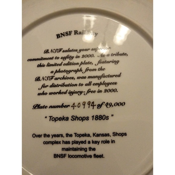 Accents | Bnsf Railway Safety Award Plate 200 Topeka Shops 1880 Gold ...